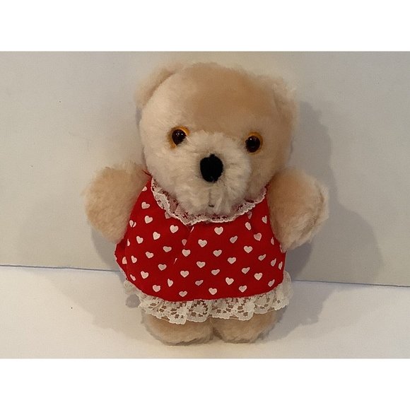 Russ | Toys | Russ Berrie Plush Light Brown Bear In Red Dress Mini ...